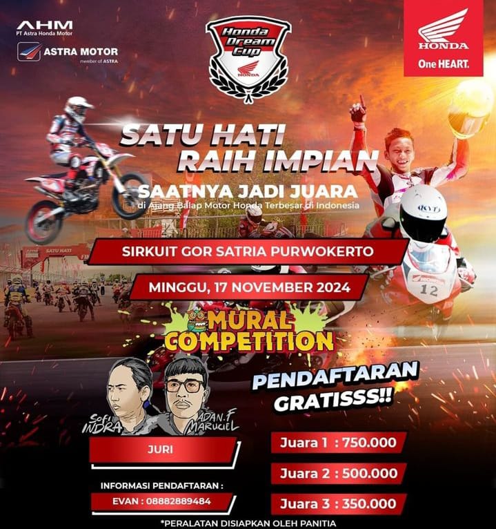 Honda Dream Cup 2024 Purwokerto, Ada Mural Competition. Ayo Cepetan ...